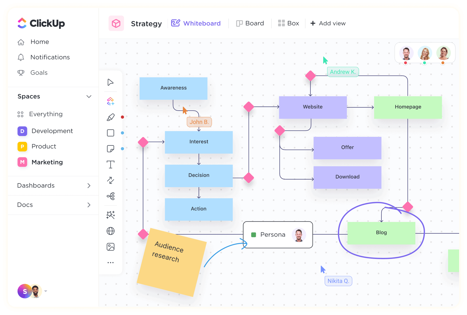 ClickUp™ Whiteboards: Visual Collaboration Tool for Teams